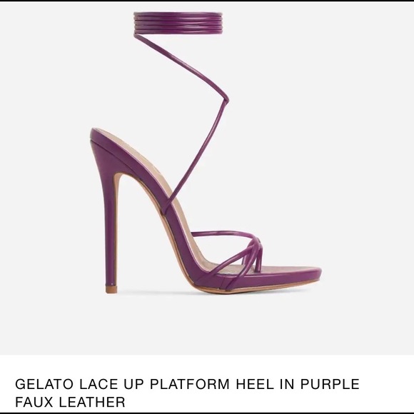 EGO | Shoes | Purple Lace Up Faux Leather Heels | Poshmark
